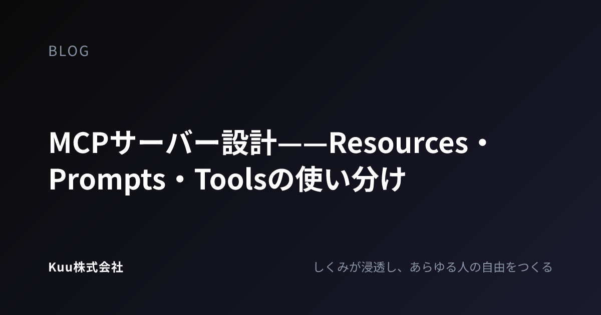 MCPサーバー設計——Resources・Prompts・Toolsの使い分け